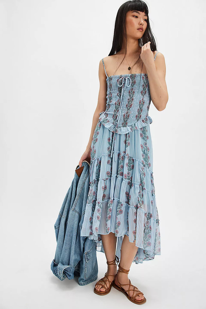 ALEJANDRA MIDI DRESS - SOFT BLUE COMBO – FLAIR ON 3RD